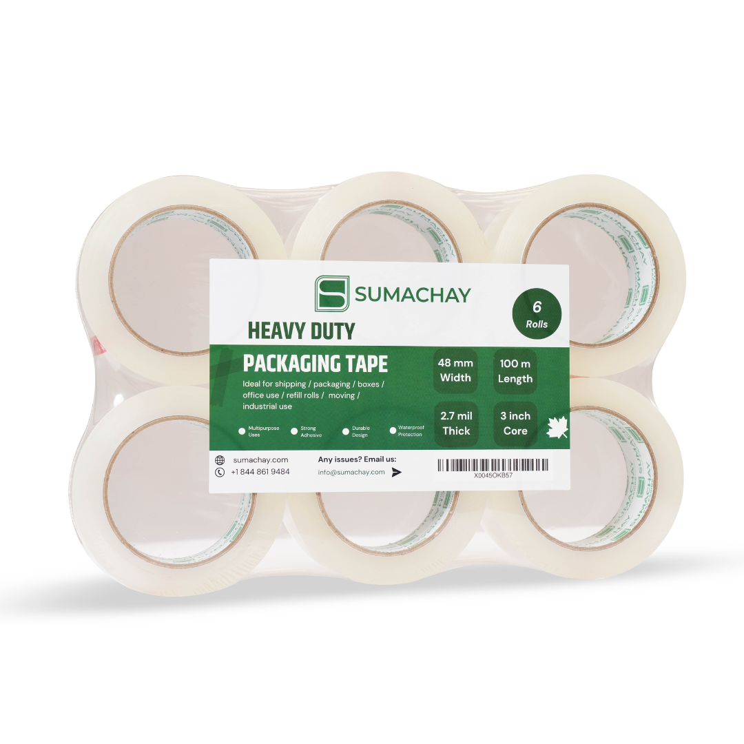 Heavy Duty Clear Packaging Tape - 48mm x 100m, 2.7 mil Thick, Strong A ...